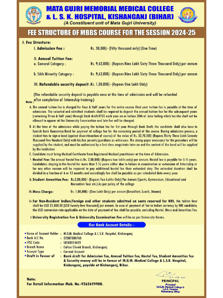 UG Fee Structure 2024 25 (1) | PDF