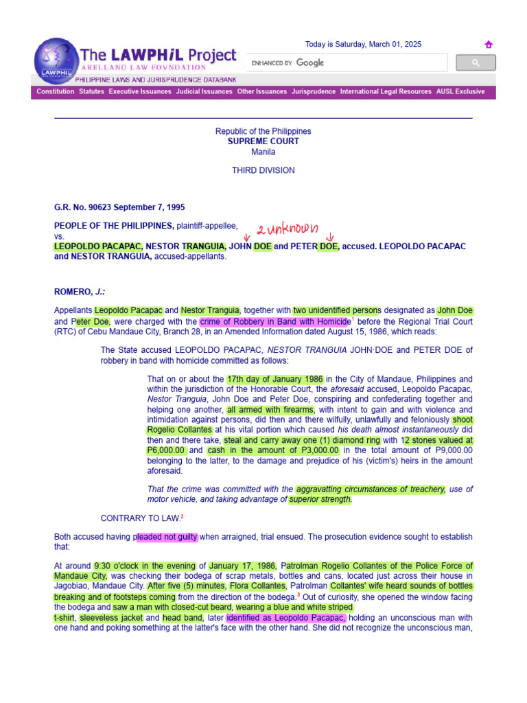 Robbery with Homicide Case Summary | PDF | Witness | Robbery