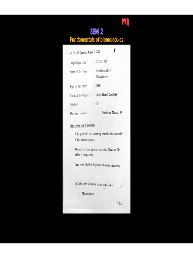 Biomolecules Sem 2 Pyq | PDF