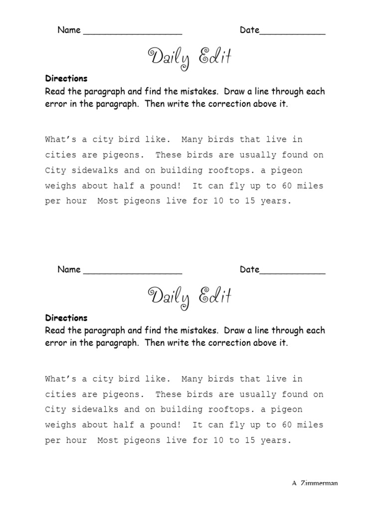 Daily Paragraph Editing for Grades 2-4 | PDF