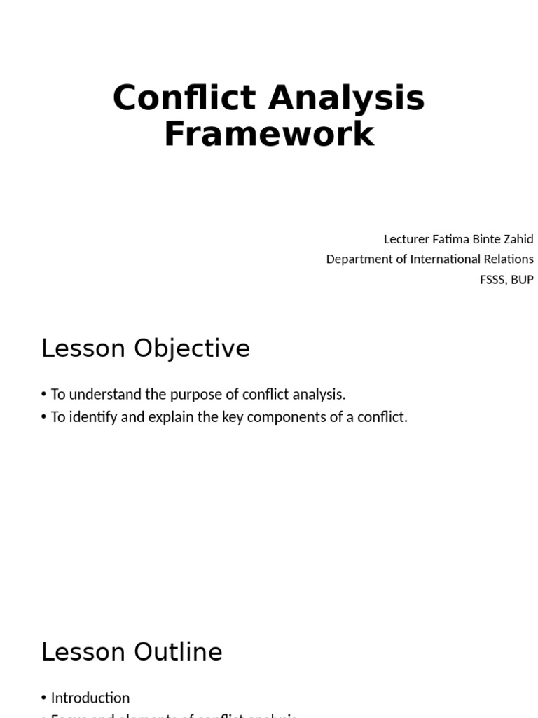 Lesson-3&4 - Conflict Analysis Framework | PDF | Goal | Violence