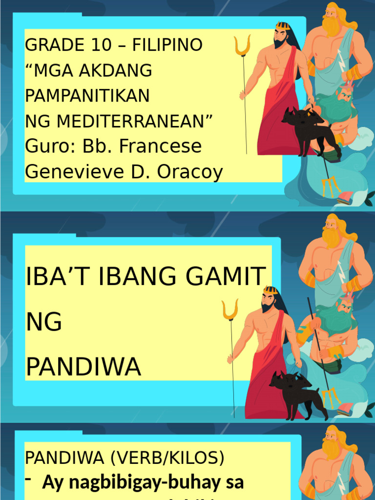 Mga Akdang Pampanitikang Mediterranean Filipino 10 q1 Mitolohiyang ...