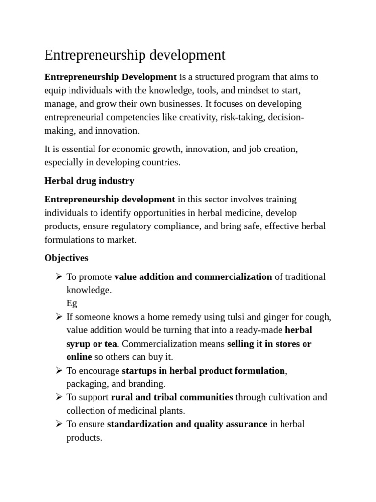 Entrepreneurship Development | PDF | Entrepreneurship | Ayurveda