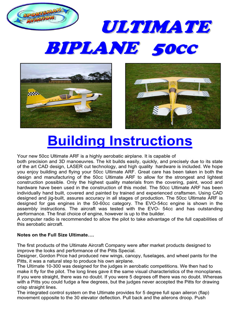 ULTIMATE BIPLANE 50 - RC World | PDF | Flight Control Surfaces | Aileron