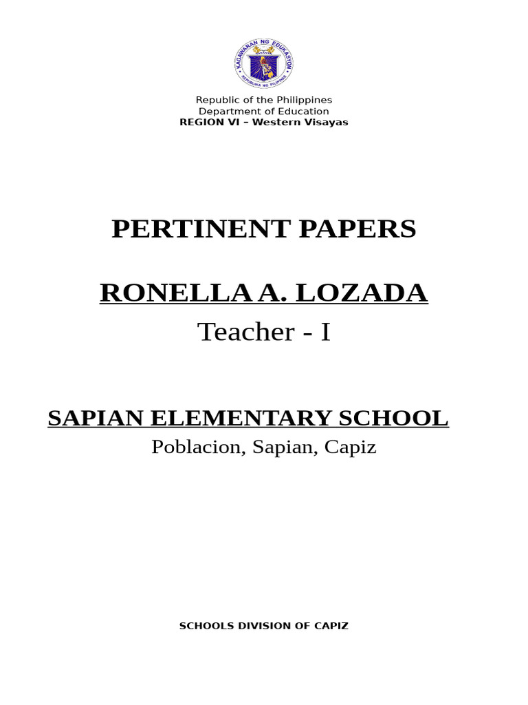 Teacher Profile: Ronella A. Lozada | PDF