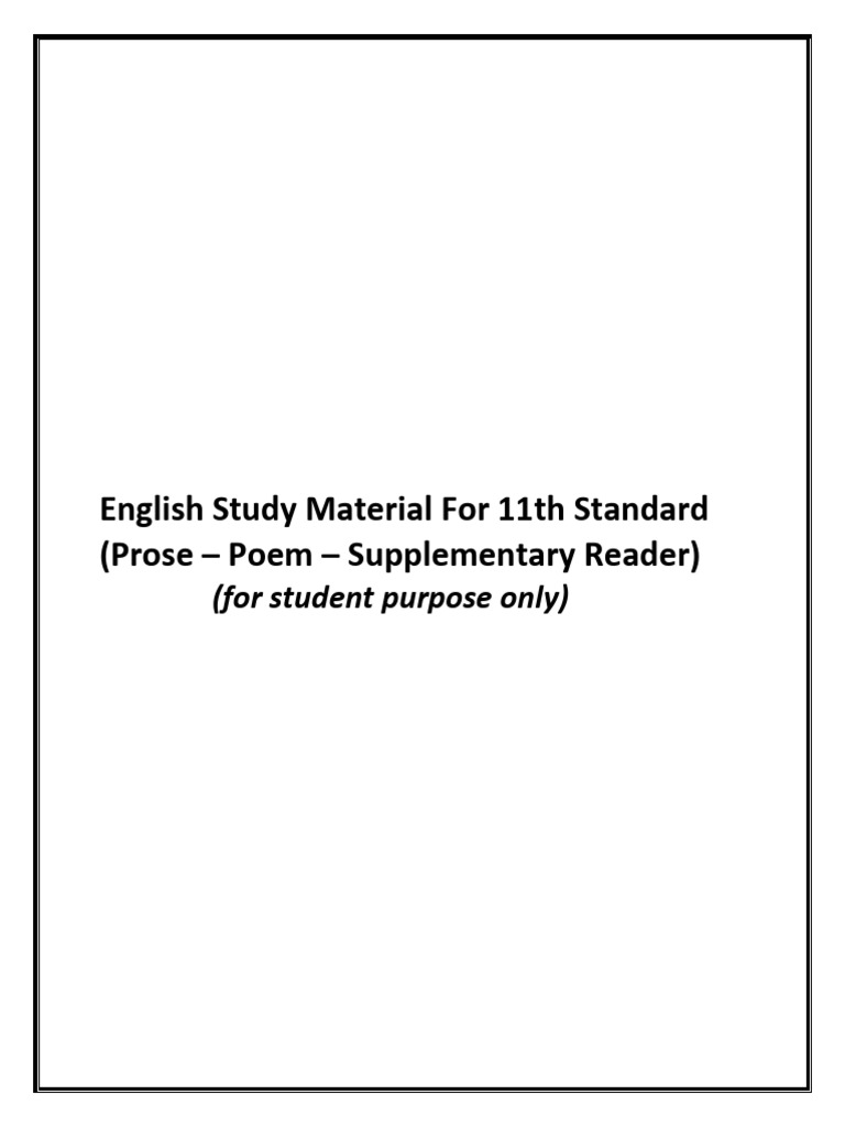 English Study Material For 11th Standard made correction | PDF