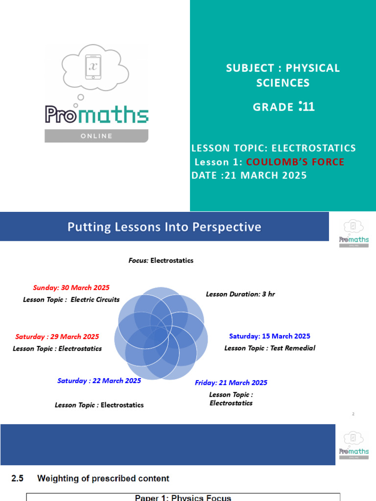 Promaths Grade 11 - Electrostatic - 2025-2 | PDF | Electric Field | Force