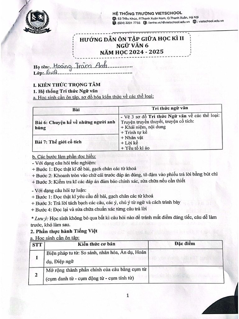 đề cương gk2 6 kntt | PDF