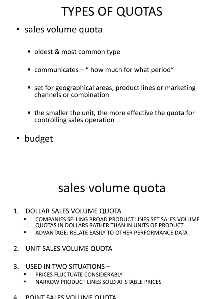 Types of Sales Quotas Explained | PDF | Gross Margin | Sales