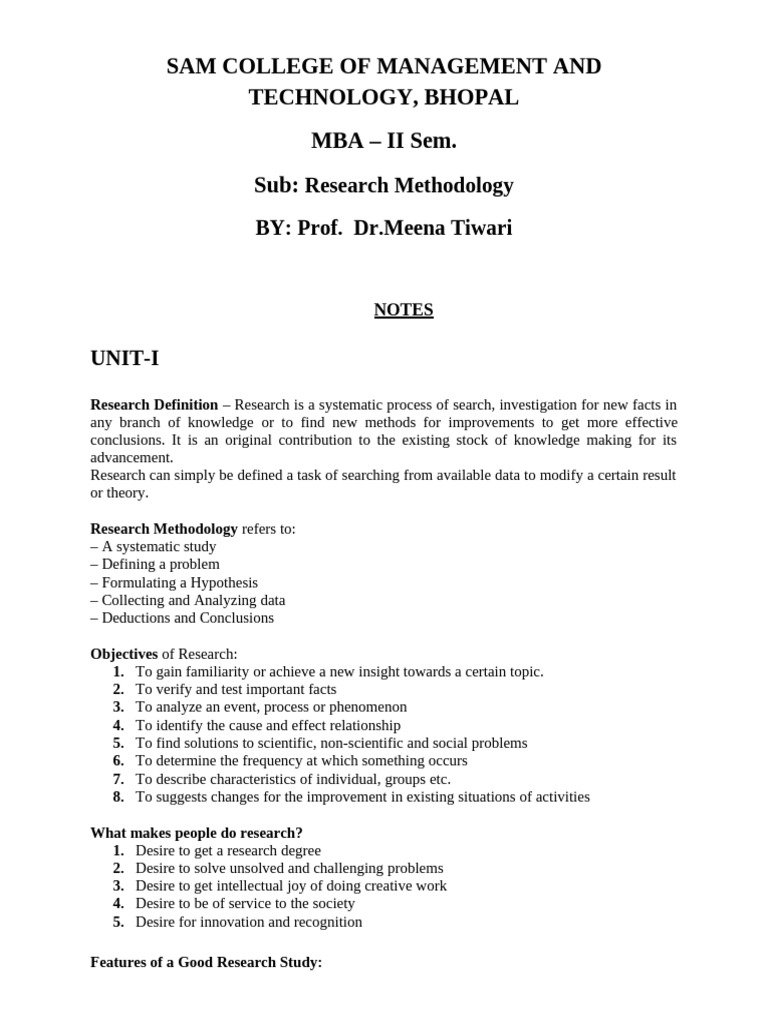 Research Methodology Overview for MBA | PDF | Methodology | Hypothesis