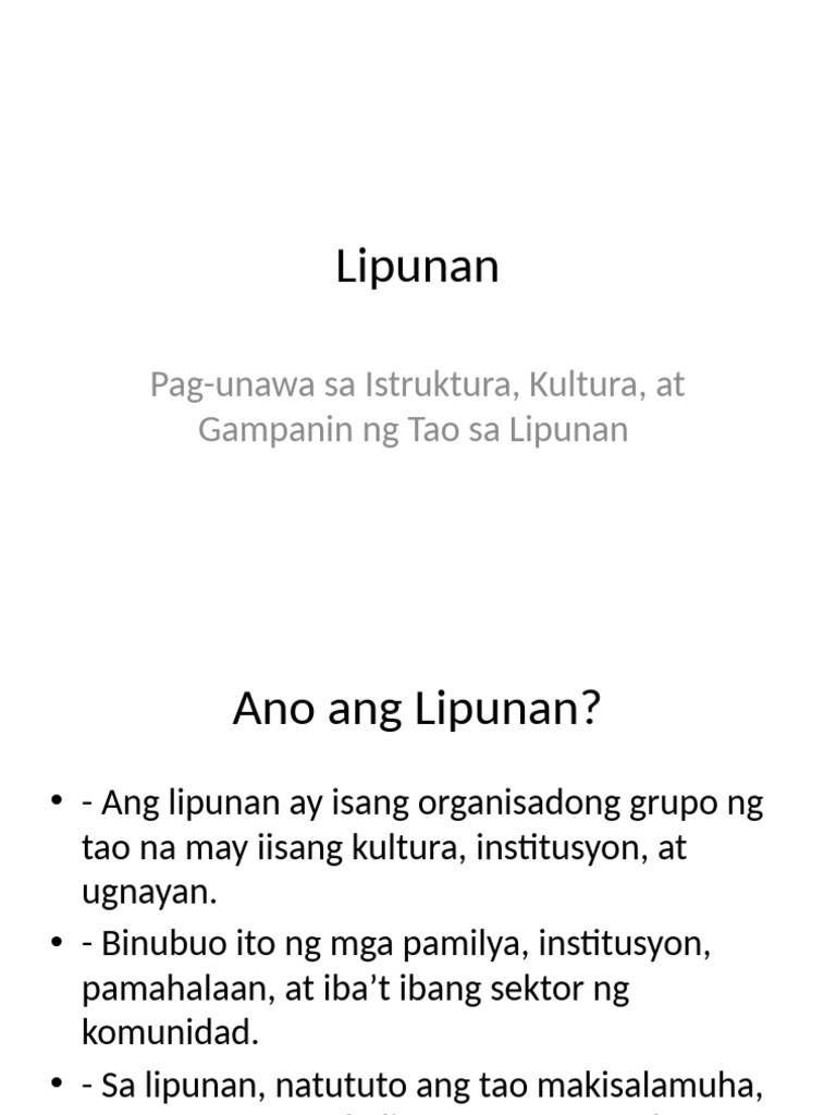 Lipunan Presentation | PDF