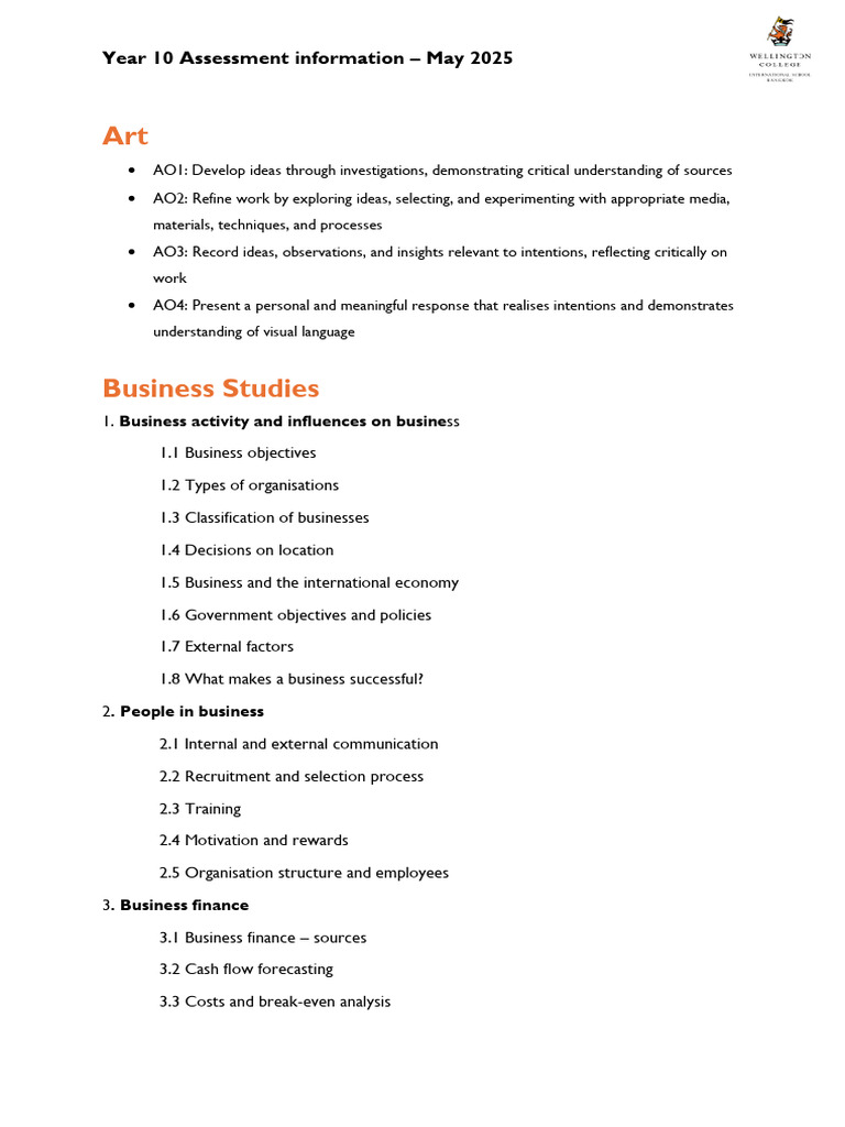 Year 10 Assessment Information - May 2025 | PDF | Chemistry | Chemical Bond