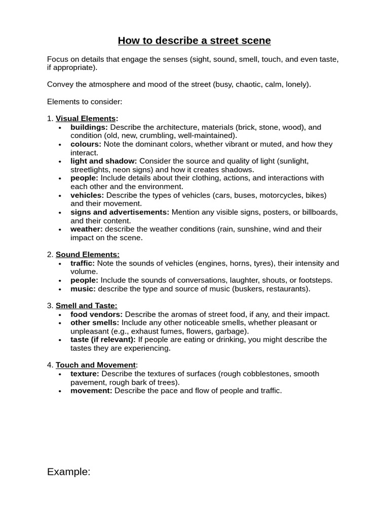Describing a Street Scene Effectively | PDF | Odor | Shadow