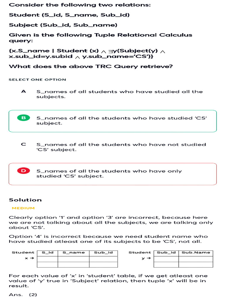 TRC Query Analysis and Database Concepts | PDF | Database Index | Data ...