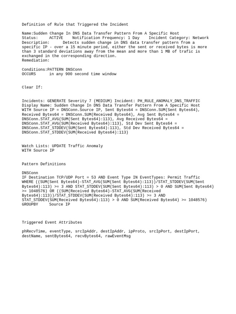 Sudden Change in DNS Data Transfer Pattern From A Specific Host | PDF