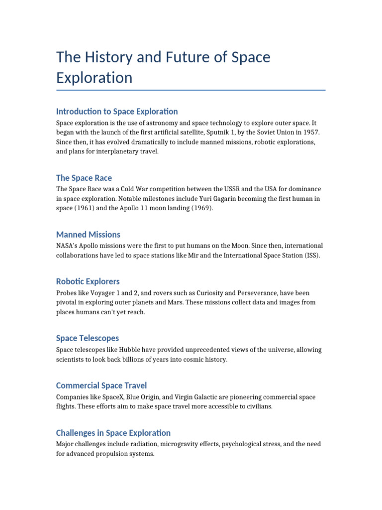 Space Exploration Document | PDF