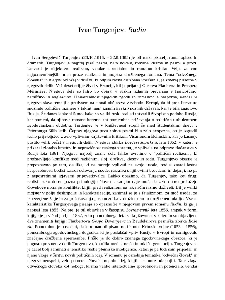Turgenjev. Rudin | PDF