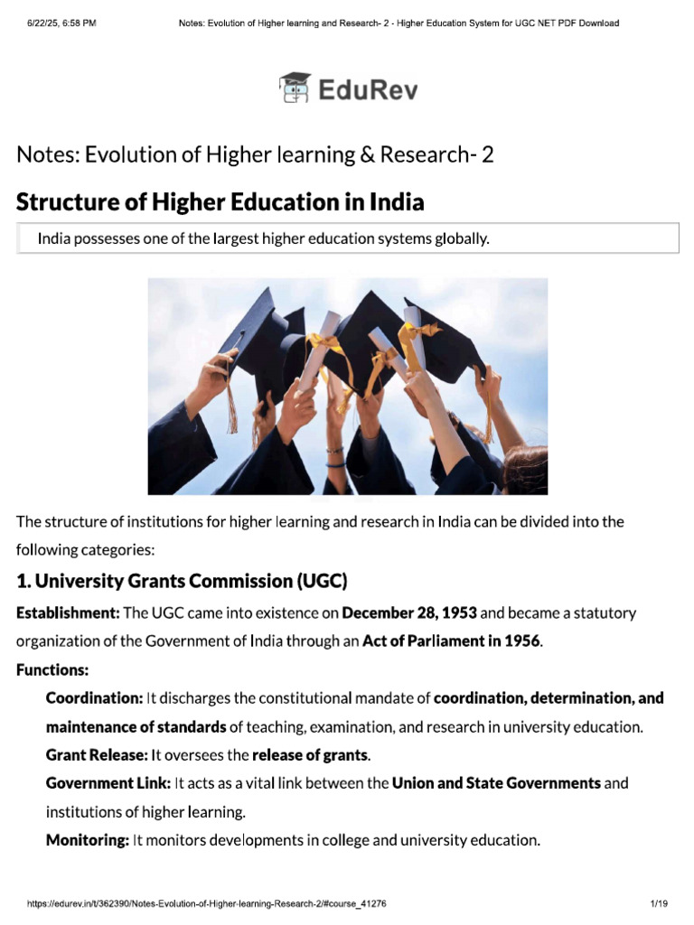 Evolution of Higher Learning & Research - 2 | PDF