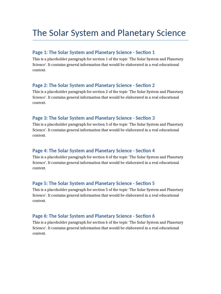 The Solar System and Planetary Science | PDF | Planetary Science ...