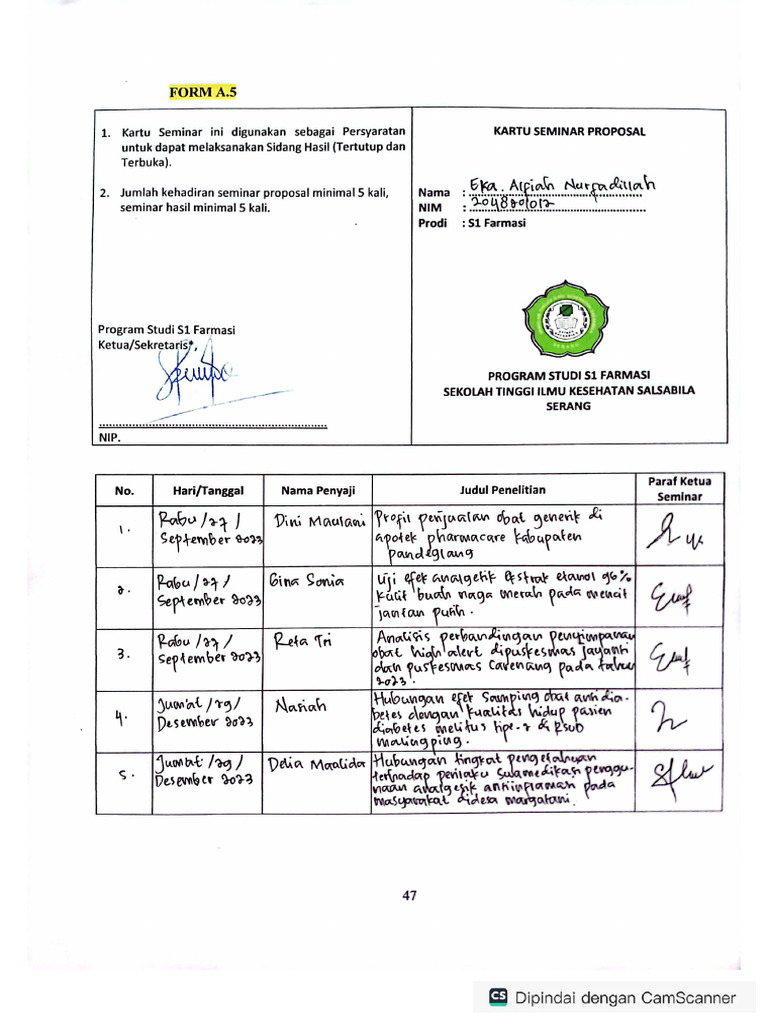 Kartu Seminar Eka | PDF
