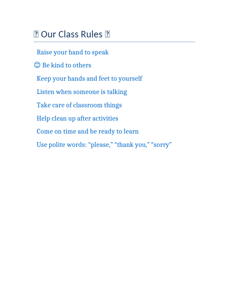 Class Rules Poster | PDF