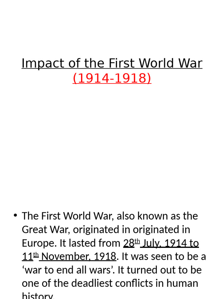 The First World War - Impact | PDF | German Empire | World War I