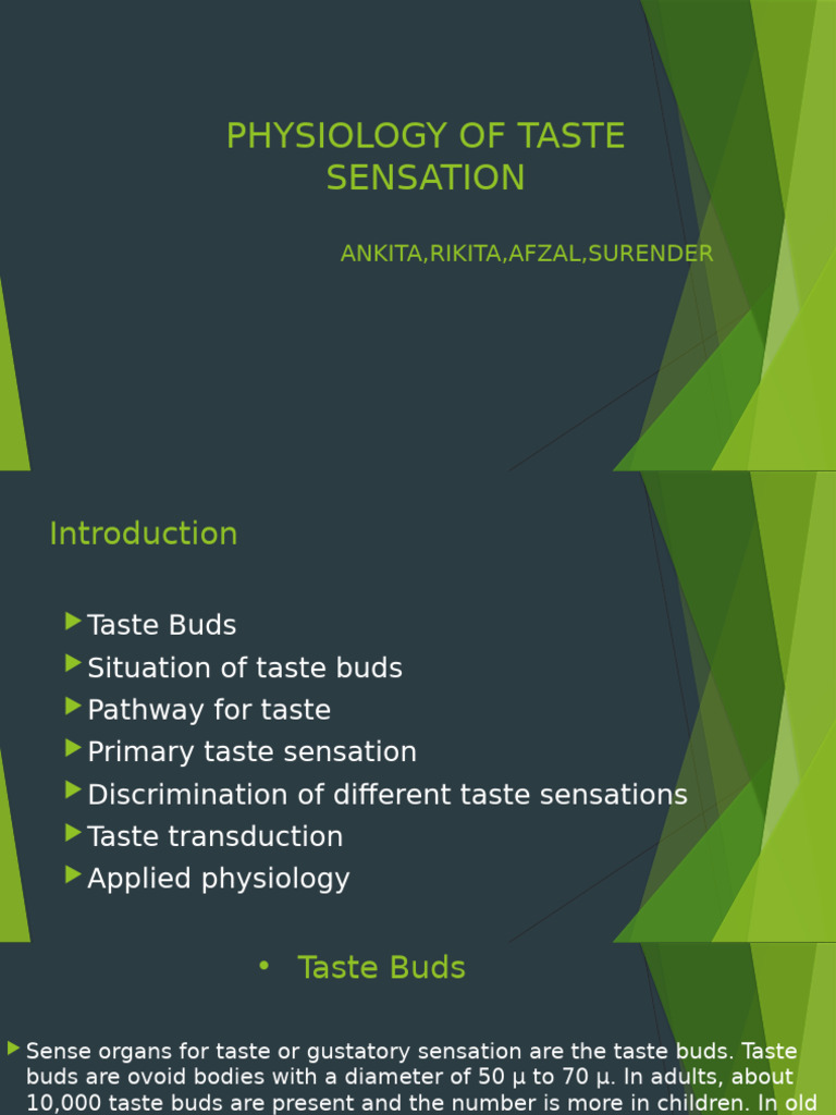 Physiology of Taste Sensation | PDF | Taste | Senses