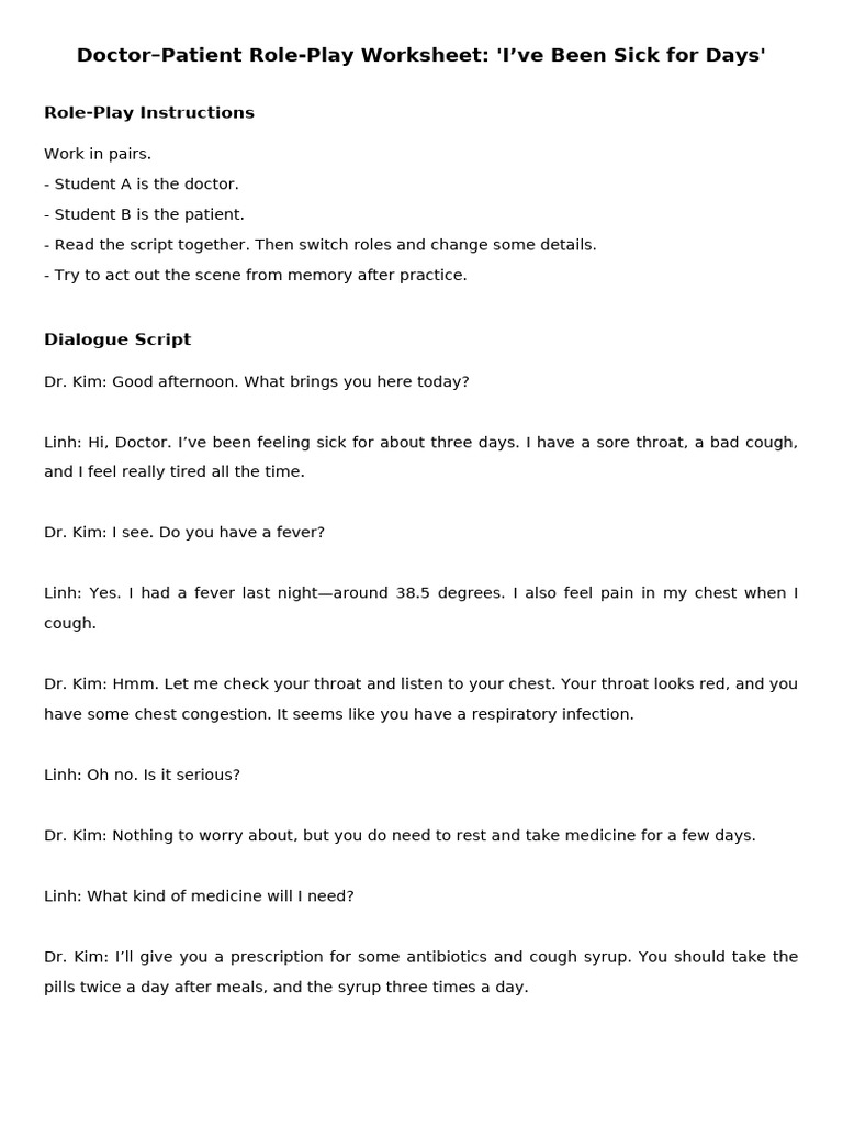 Doctor Patient Worksheet Conversation2 | PDF