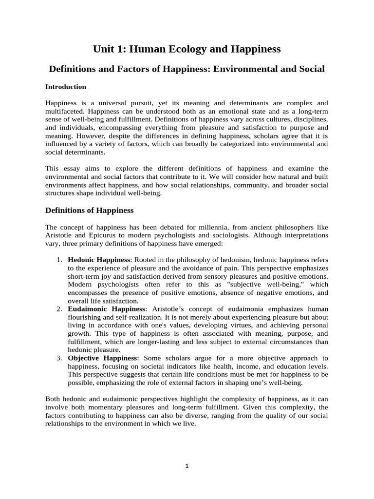 Human Ecology's Impact on Happiness | PDF | Stress (Biology) | Happiness