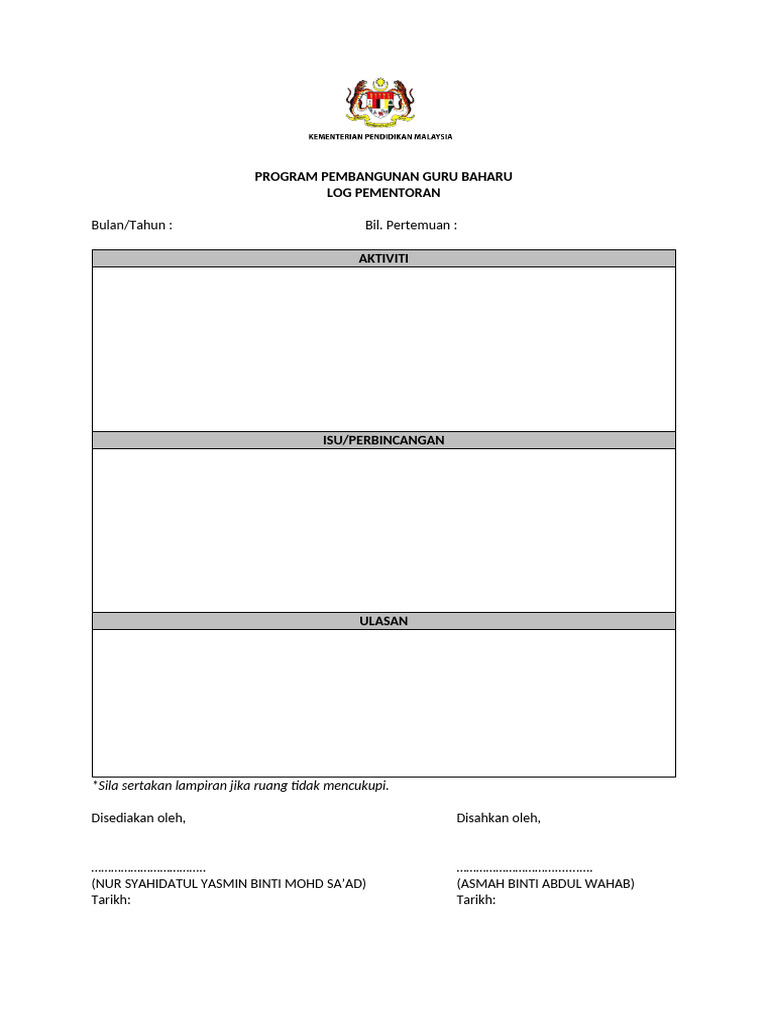 MASTER - Log Pementoran Copy 2 | PDF