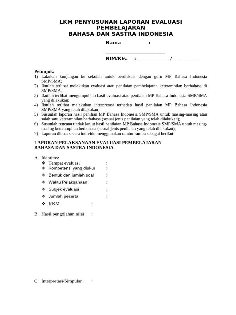 LKM Menyusun Laporan Evaluasi | PDF