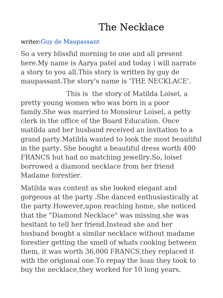 The Necklace Story | PDF