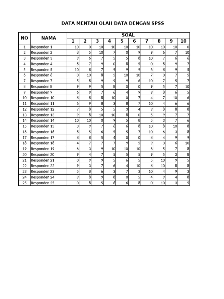 Data Mentah Spss | PDF