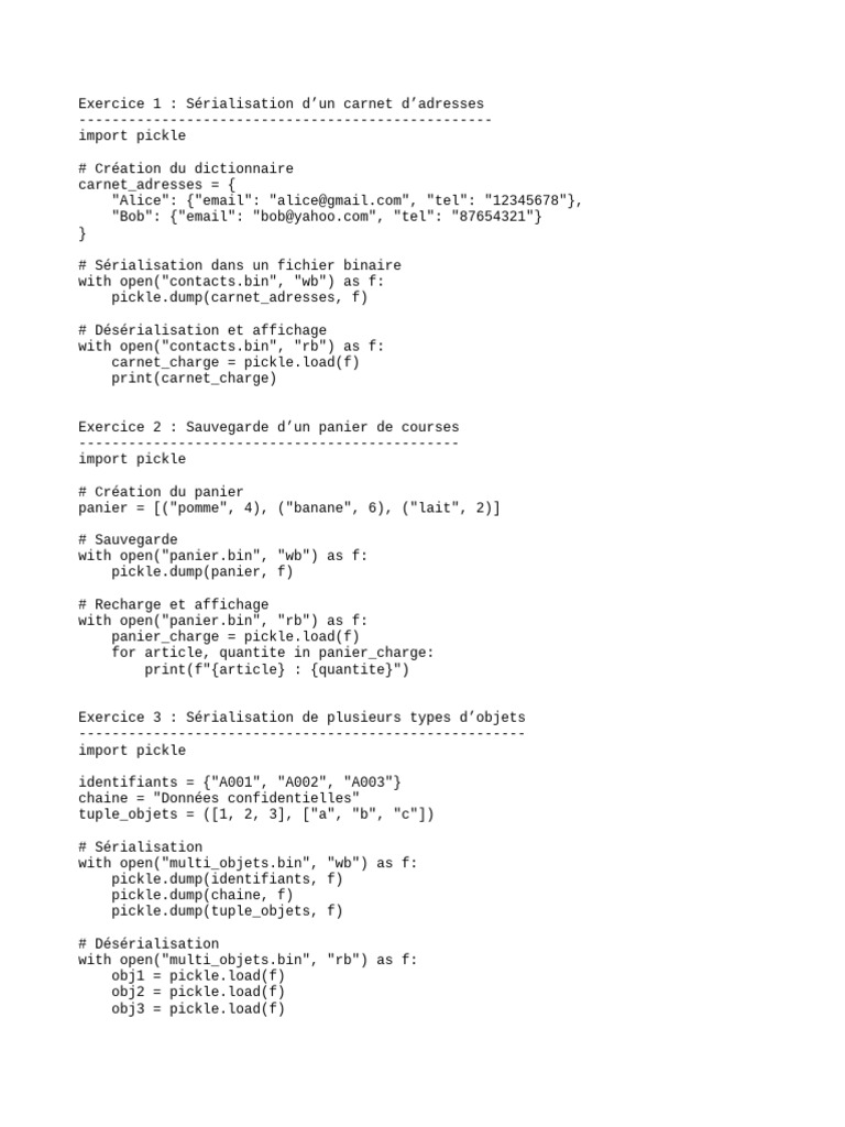 Exercices Python6 Reponses | PDF