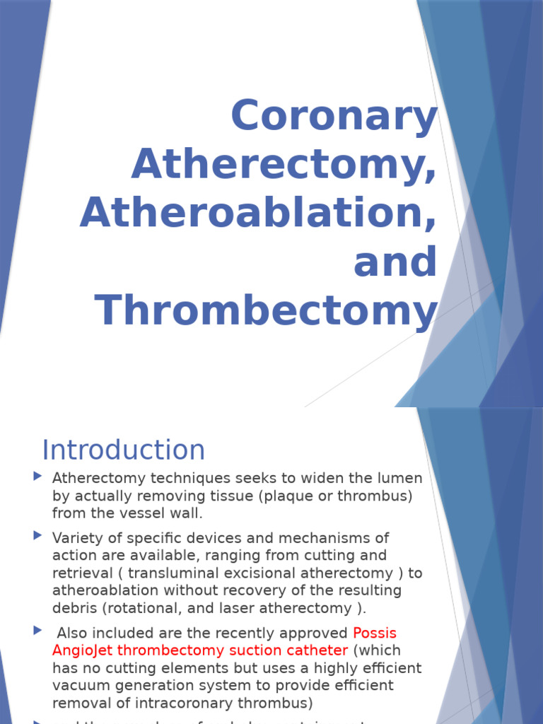 Coronary Atherectomy, Atheroablation, and Thrombectomy | PDF | Atheroma ...