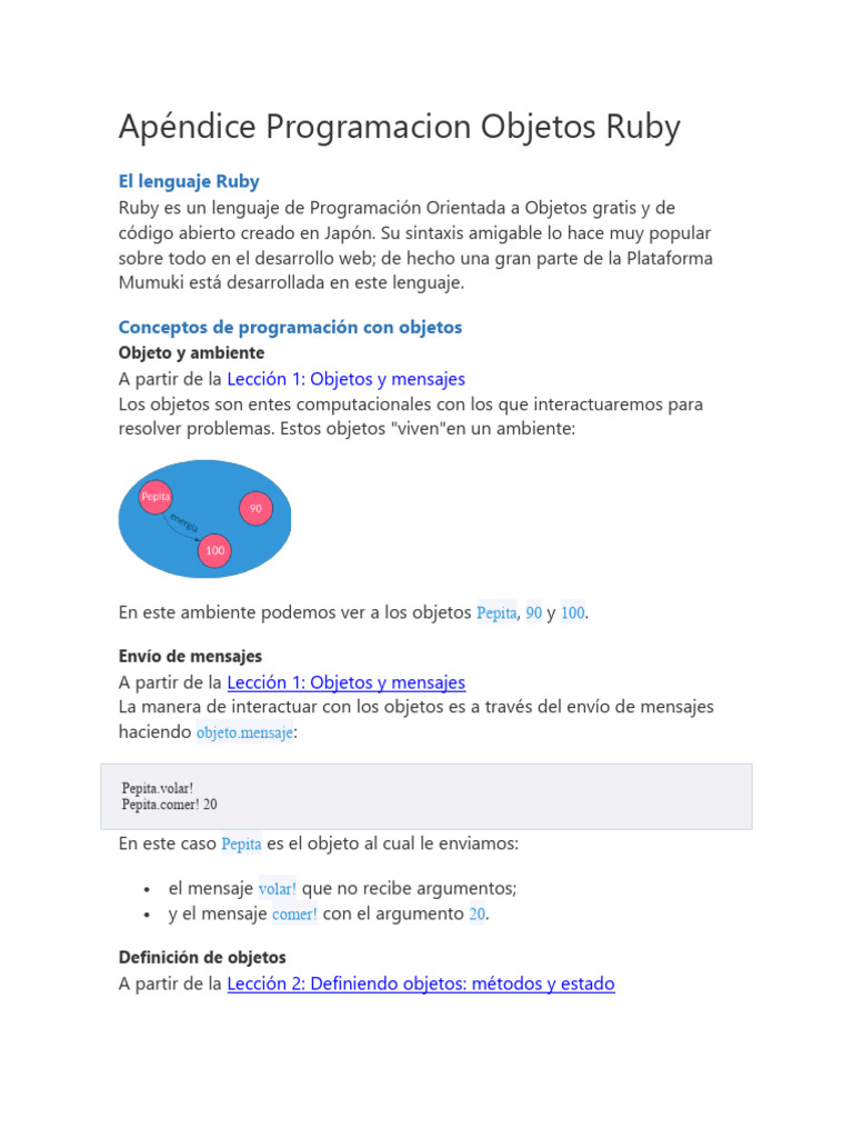 Apéndice Programacion Objetos Ruby | PDF | Objeto (informática) | Herencia (Programación ...