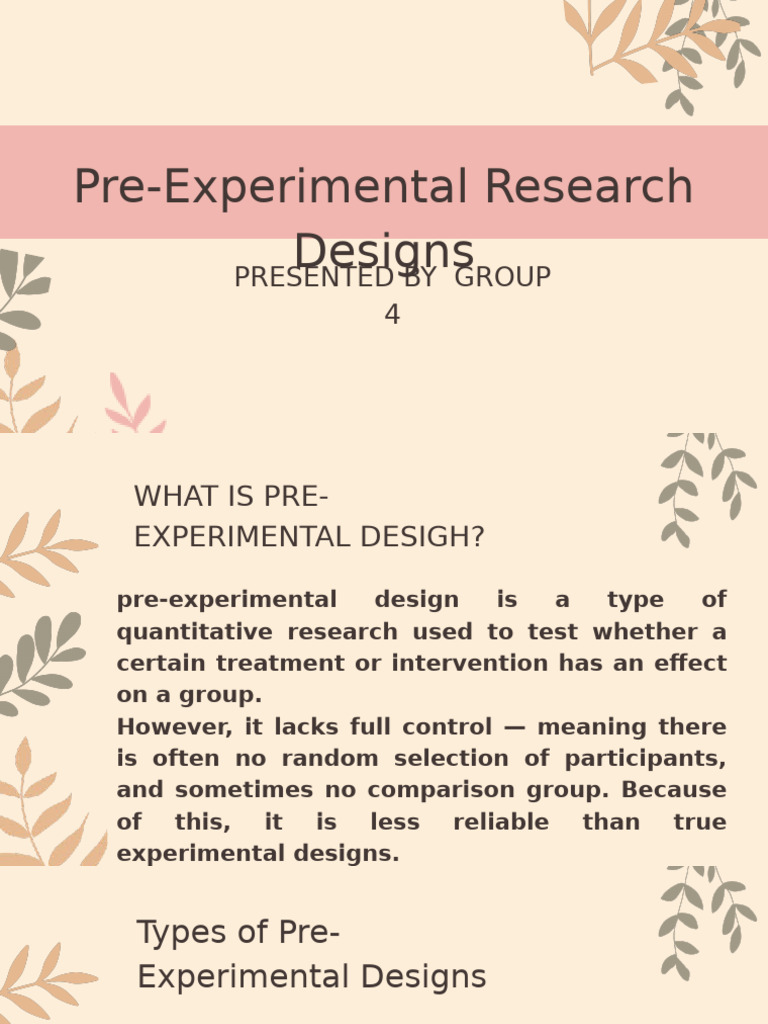 Pre Experimental Research Desigh Group 4 | PDF