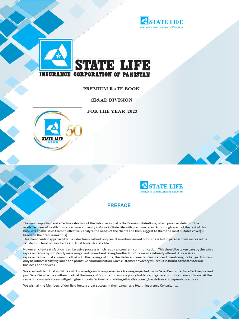 State Life Insurance Premium Rate Book 2023 | PDF | Life Insurance ...