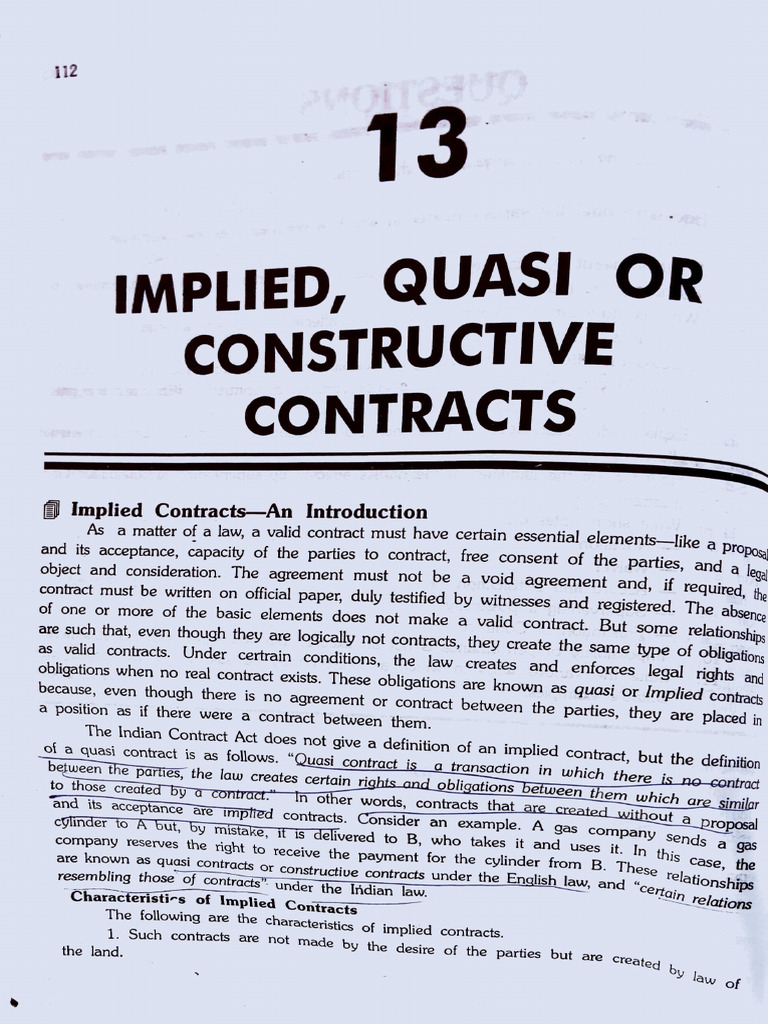 Elements of Quasi Contracts Explained | PDF | Contract Law | Law Of ...