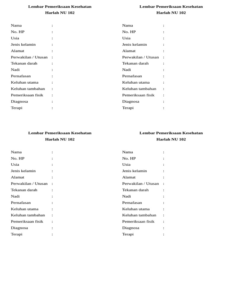 Lembar Pemeriksaan Kesehatan | PDF
