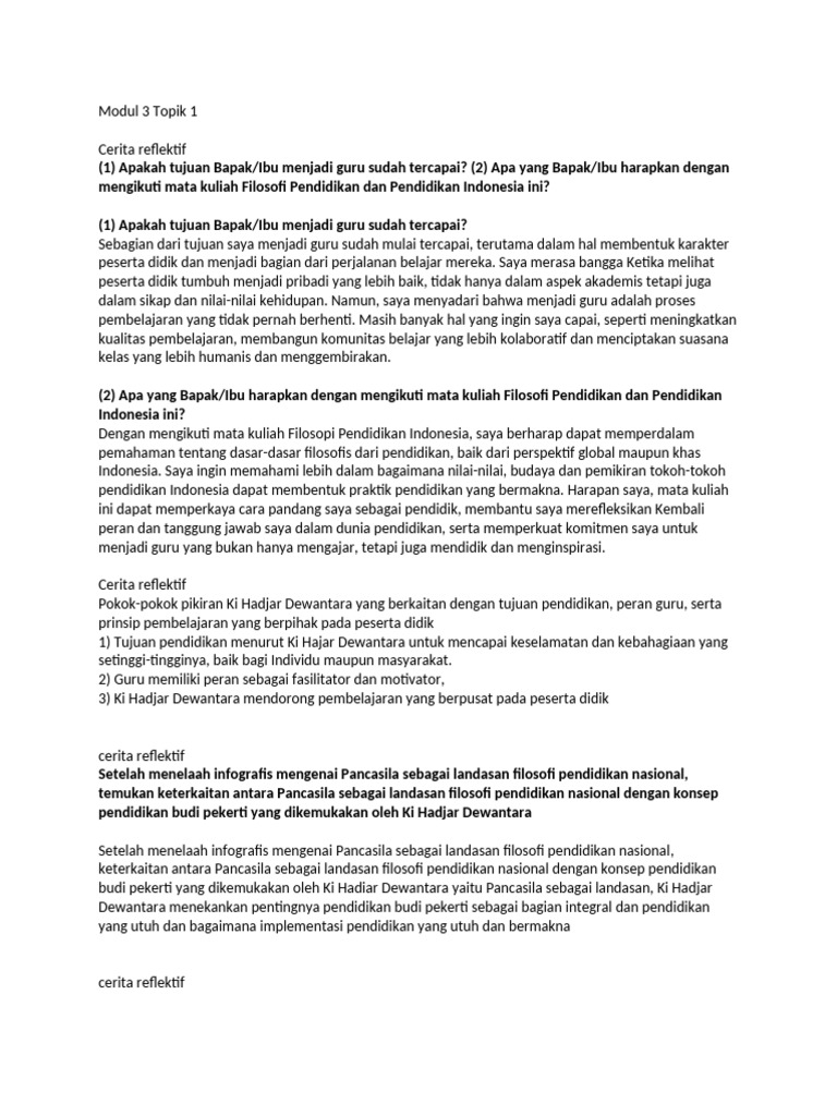Cerita Refleksi Modul 3 | PDF