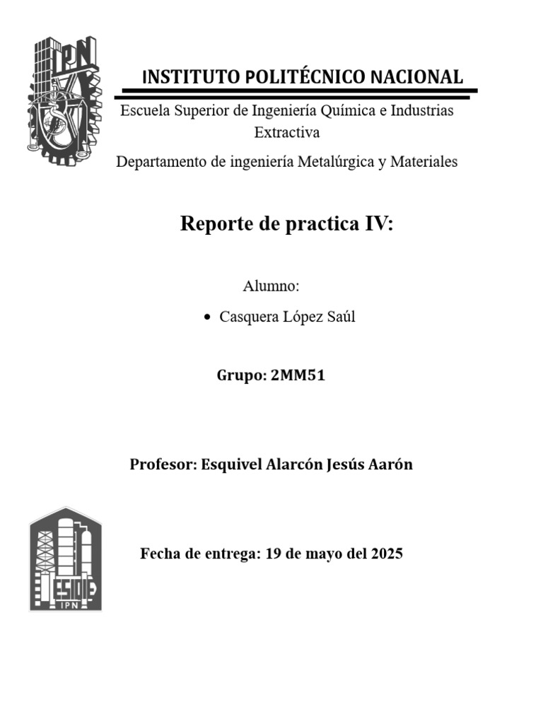 Reporte de Practica IV:: Nstituto Olitécnico Acional | PDF