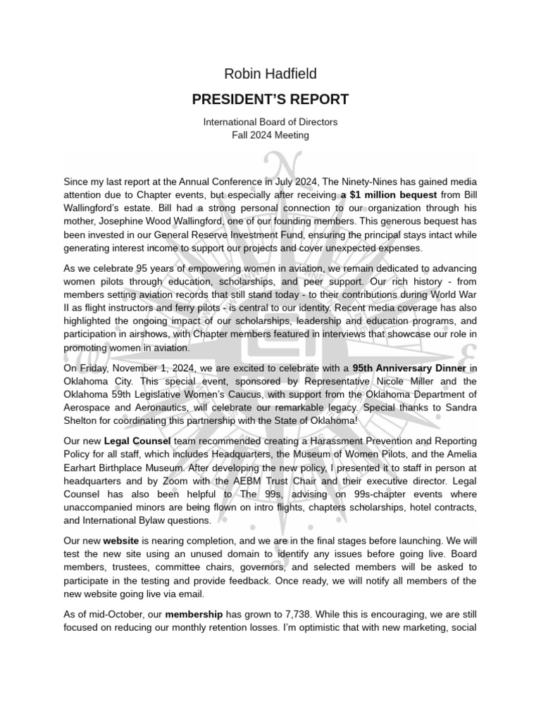 President's Report 2024 Fall IBOD Meeting | PDF