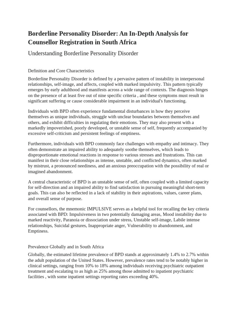 Understanding Borderline Personality Disorder | PDF | Borderline ...