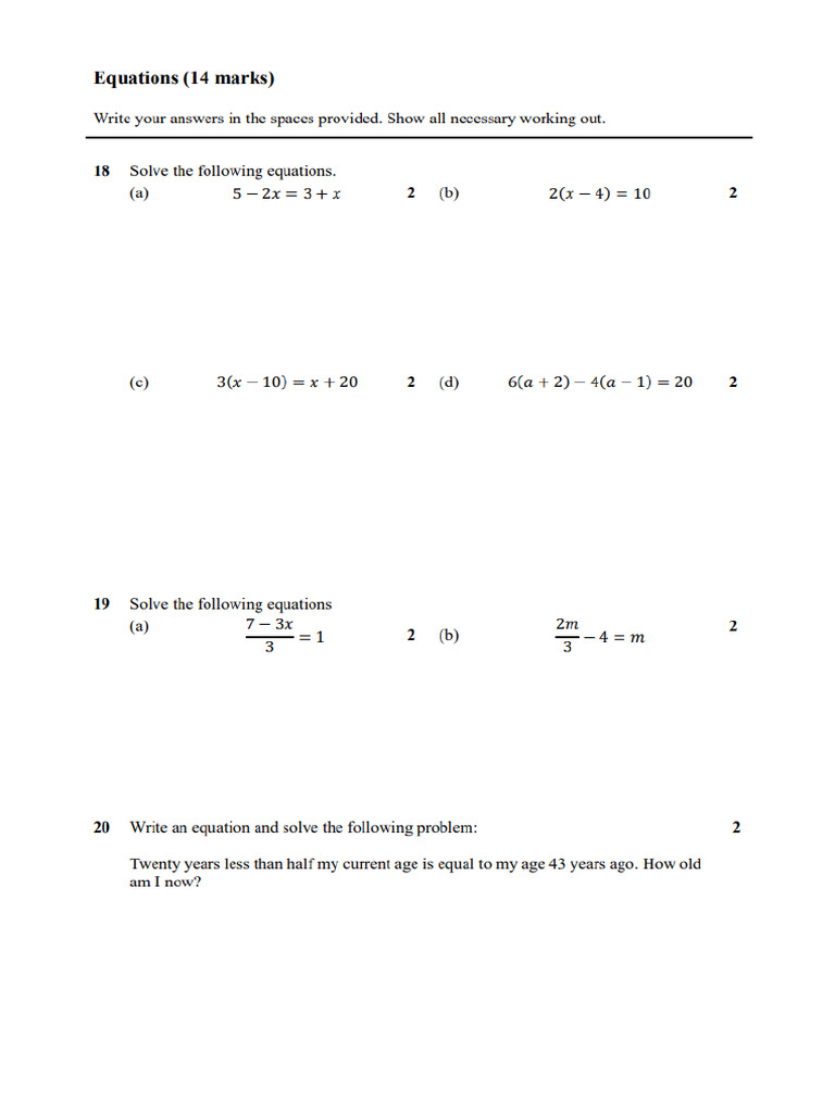 Past Paper Equation | PDF