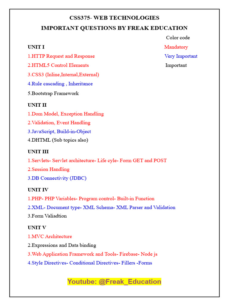 CCS375 WT Important Questions | PDF