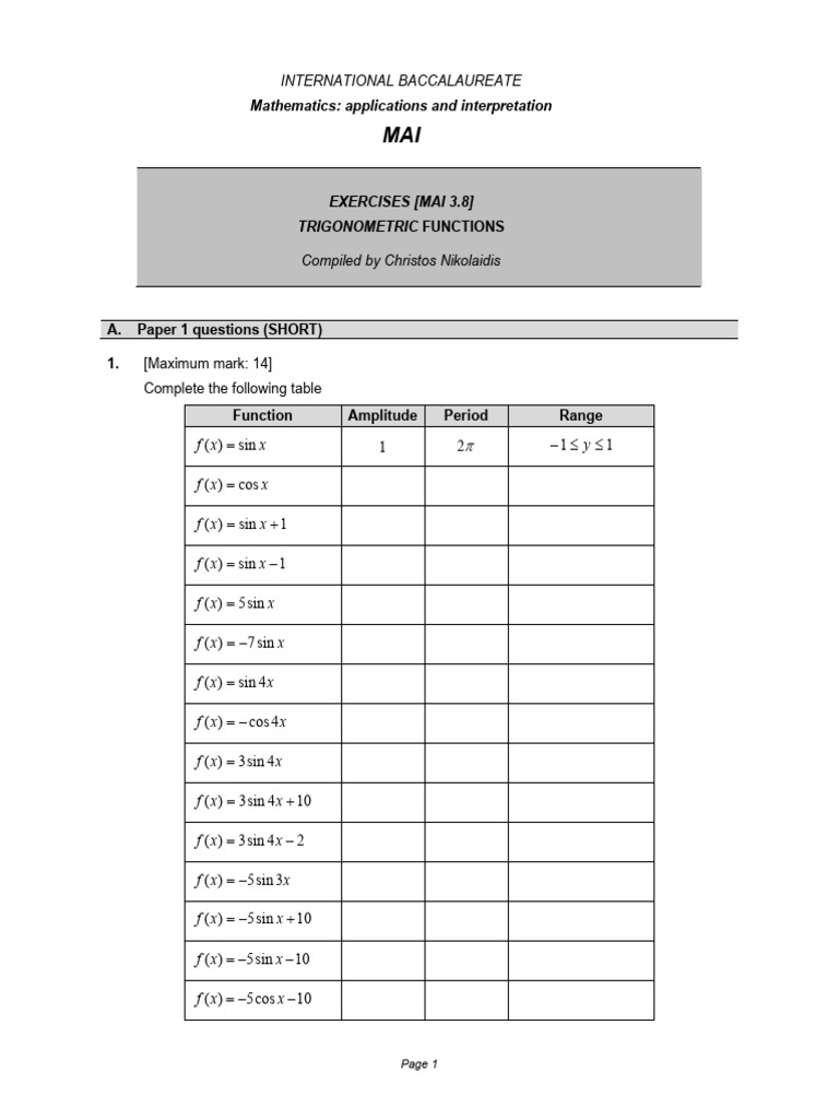 (Mai 3.8) Trigonometric Functions | PDF | Trigonometric Functions | Mathematical Analysis