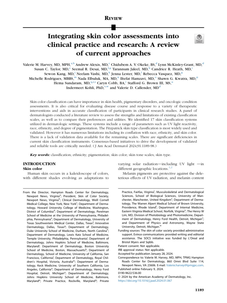 Integrating Skin Color Assessments Into Clinical Pratice and Research ...