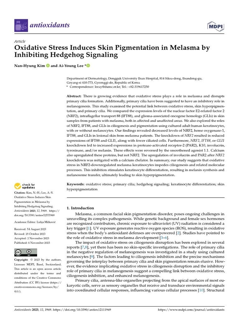 Oxidative Stress Induces Skin Pigmentation in Melasma | PDF ...