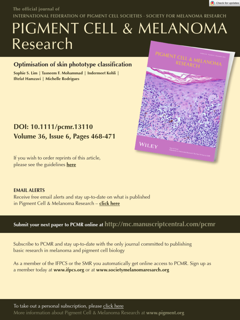 Optimisation of Skin Phototype Classification | PDF | Human Skin Color ...